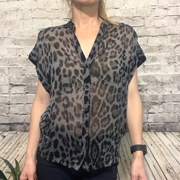 Buffalo David Bitton | Tops | Buffalo Jeans Sheer Cheetah Blouse Slate ...